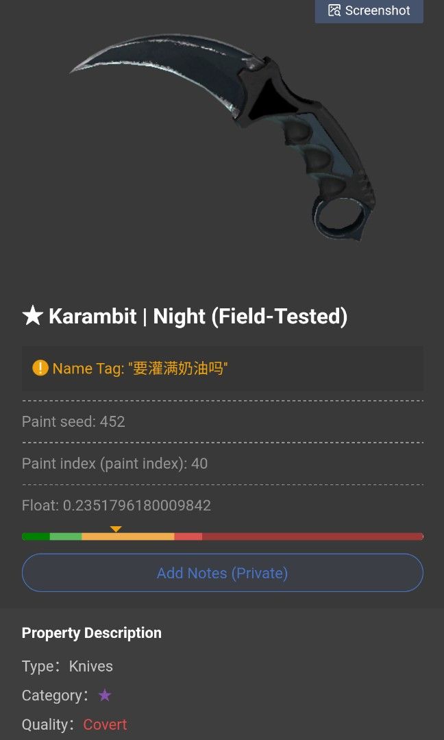 CS2 CSGO Karambit Night FT, Video Gaming, Gaming Accessories, In-Game ...