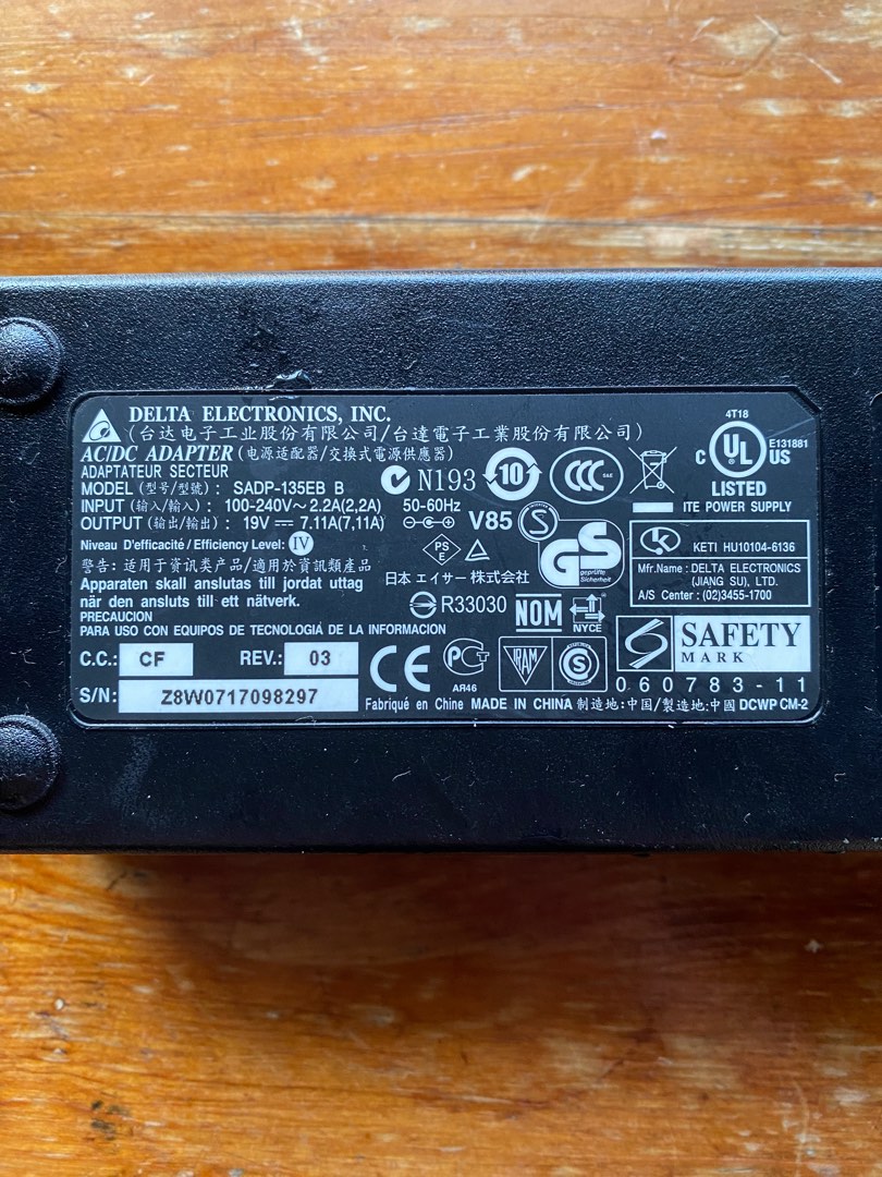 Delta power adapter, Computers & Tech, Parts & Accessories, Cables ...