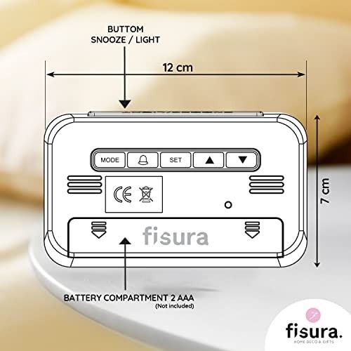 Fisura - Pink LED digital alarm clock. Battery alarm clock with date ...