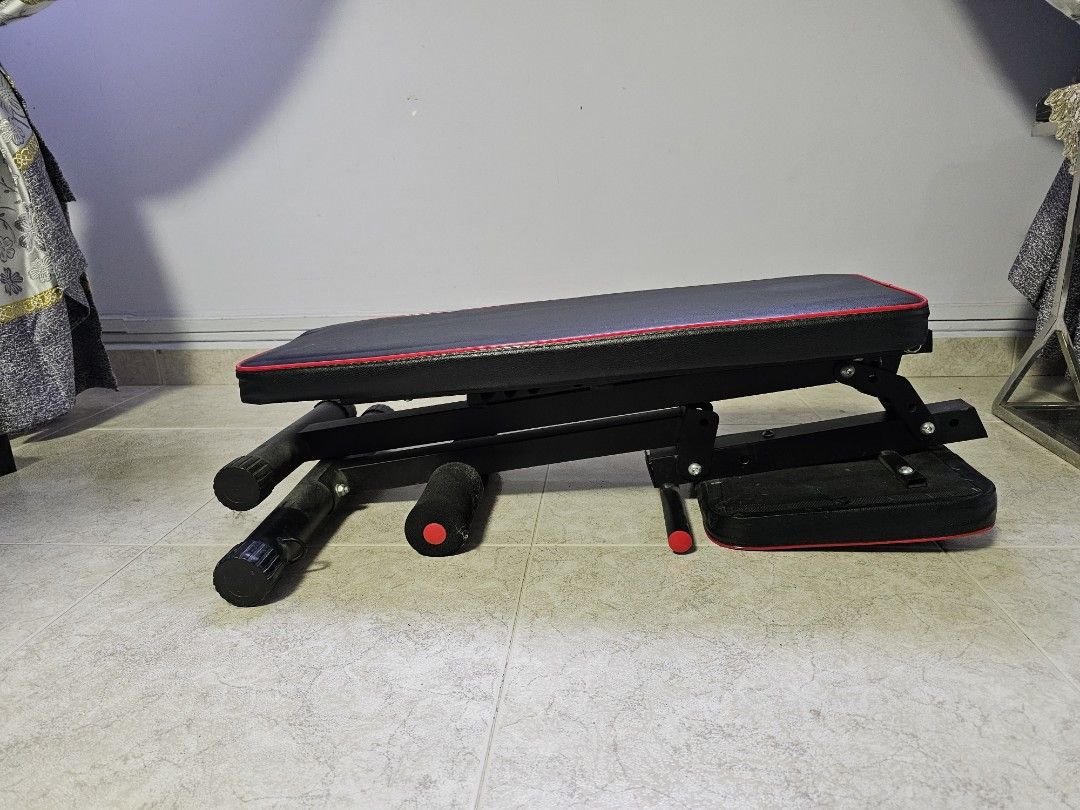 Full set ( 50Kg plates set + Weights rack + Foldable bench), Sports ...