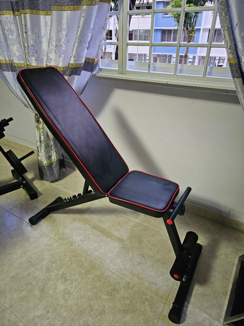 Full set ( 50Kg plates set + Weights rack + Foldable bench), Sports ...