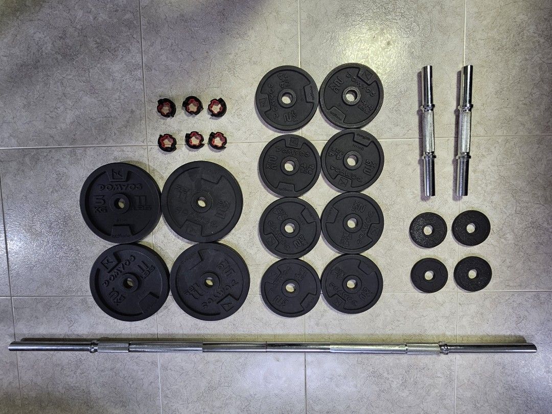 Full set ( 50Kg plates set + Weights rack + Foldable bench), Sports ...