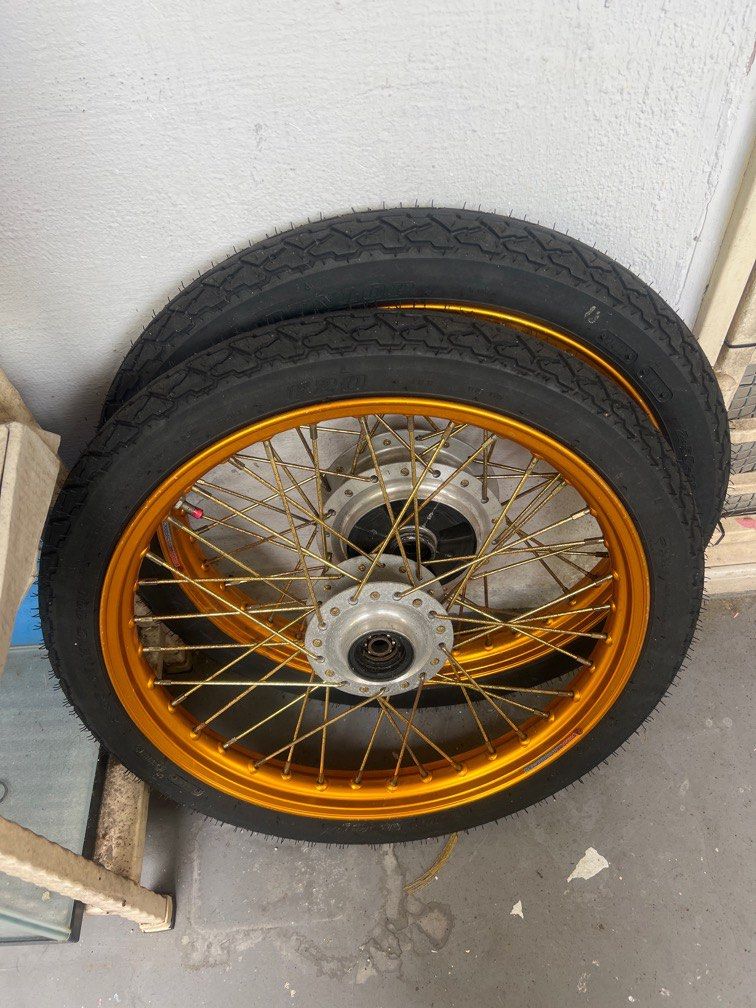 Gold 18” rim with gold spokes, Motorcycles, Motorcycle Accessories on ...