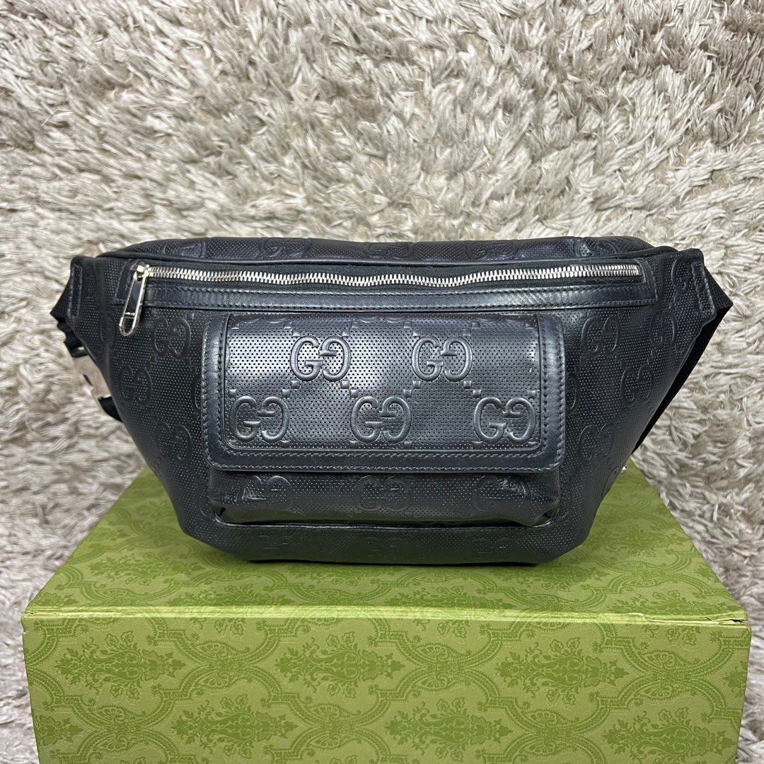 Gucci GG Logo Embossed Waistbag, Fesyen Pria, Tas & Dompet , Tas Selempang di Carousell