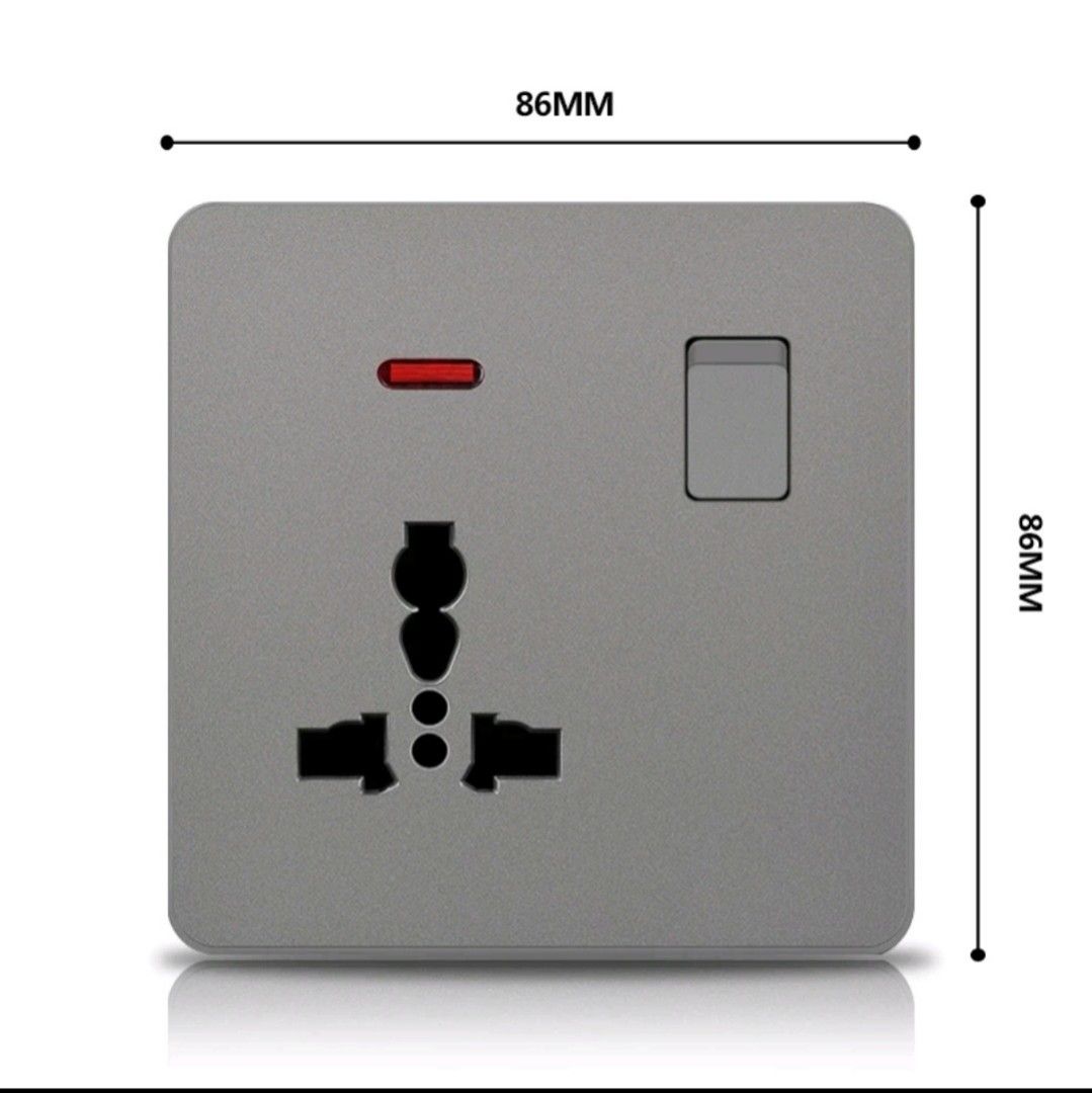 Gunmetal grey 2-way switch, electrical sockets, Furniture & Home Living ...