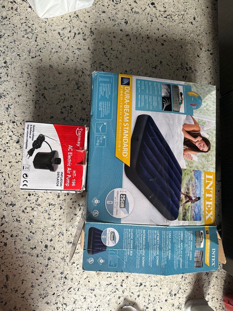 Intex inflatable bed + pump, Everything Else on Carousell