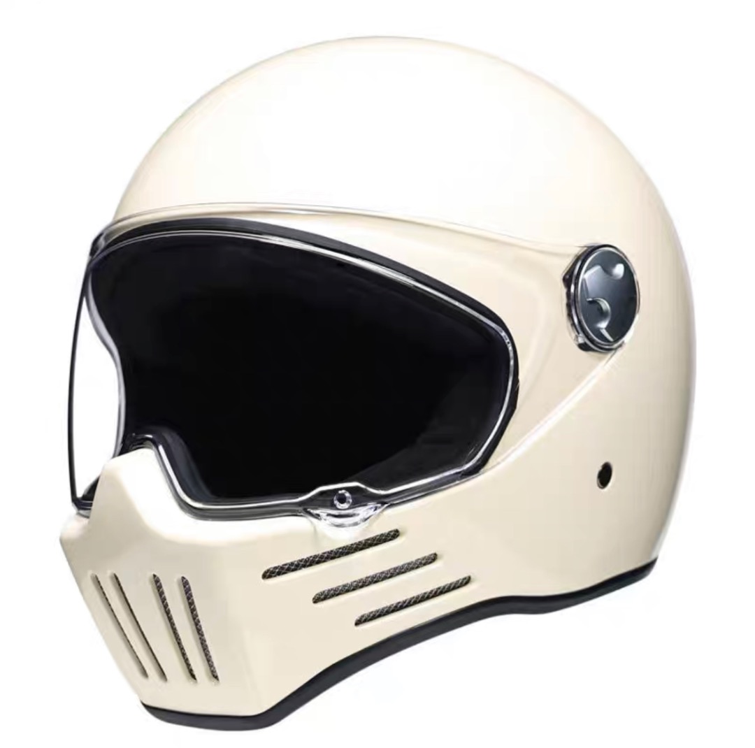 Cream White Beige Full Face with Built on Visor Lens Speed Bandit ...