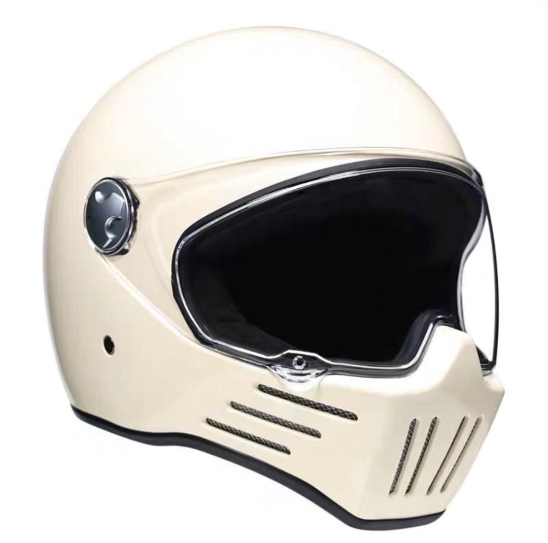 Cream White Beige Full Face with Built on Visor Lens Speed Bandit ...