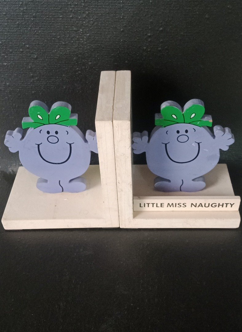 Little Miss Naughty Wooden Bookends / Mr. Men & Little Miss by Roger ...