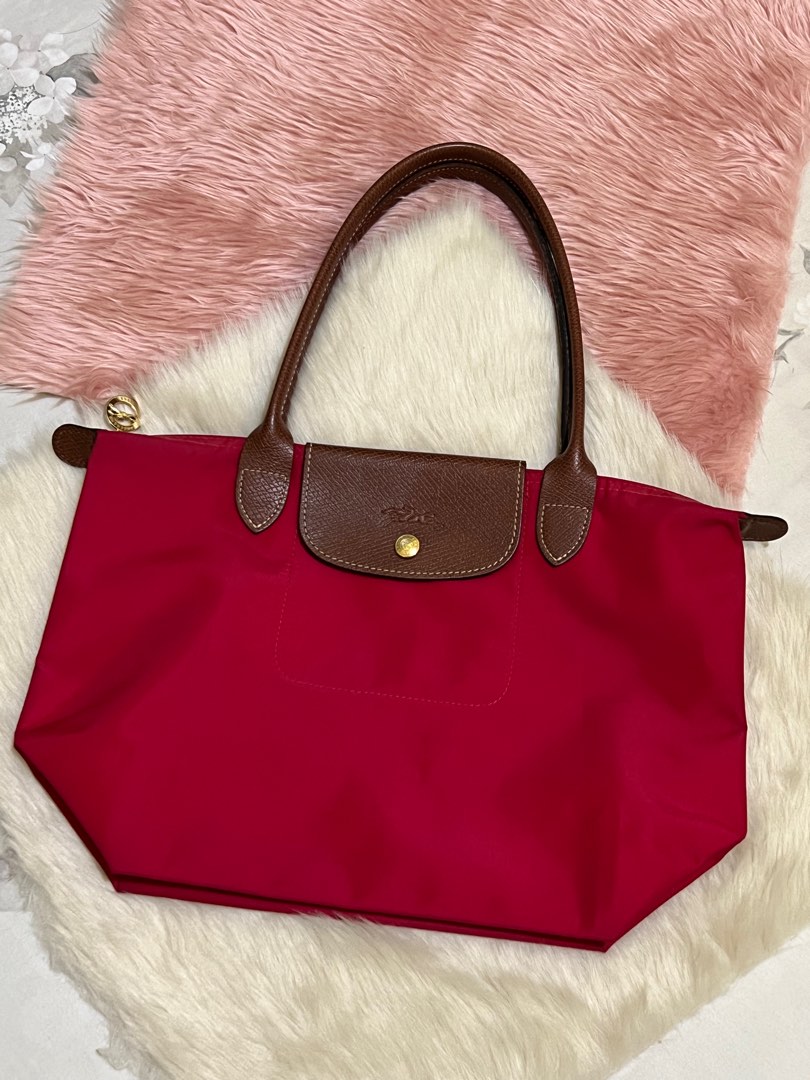 Longchamp Le Pliage, Small Long Handle, Bright Red, Luxury, Bags ...