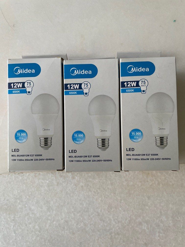 Midea 12W 75Watr 6500K LED light bulb, Furniture & Home Living ...