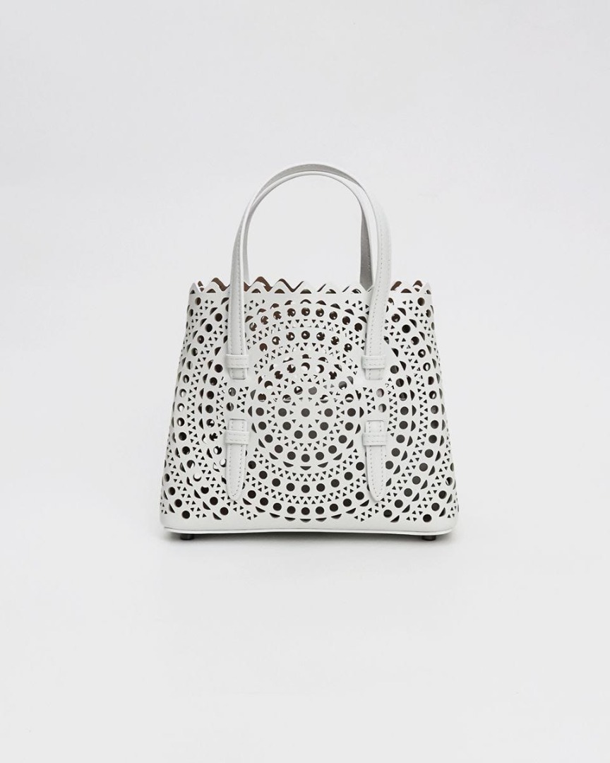 NEW - Alaia Mina 20 Vienne Lux Round Tote Blanc Optique, Barang Mewah ...