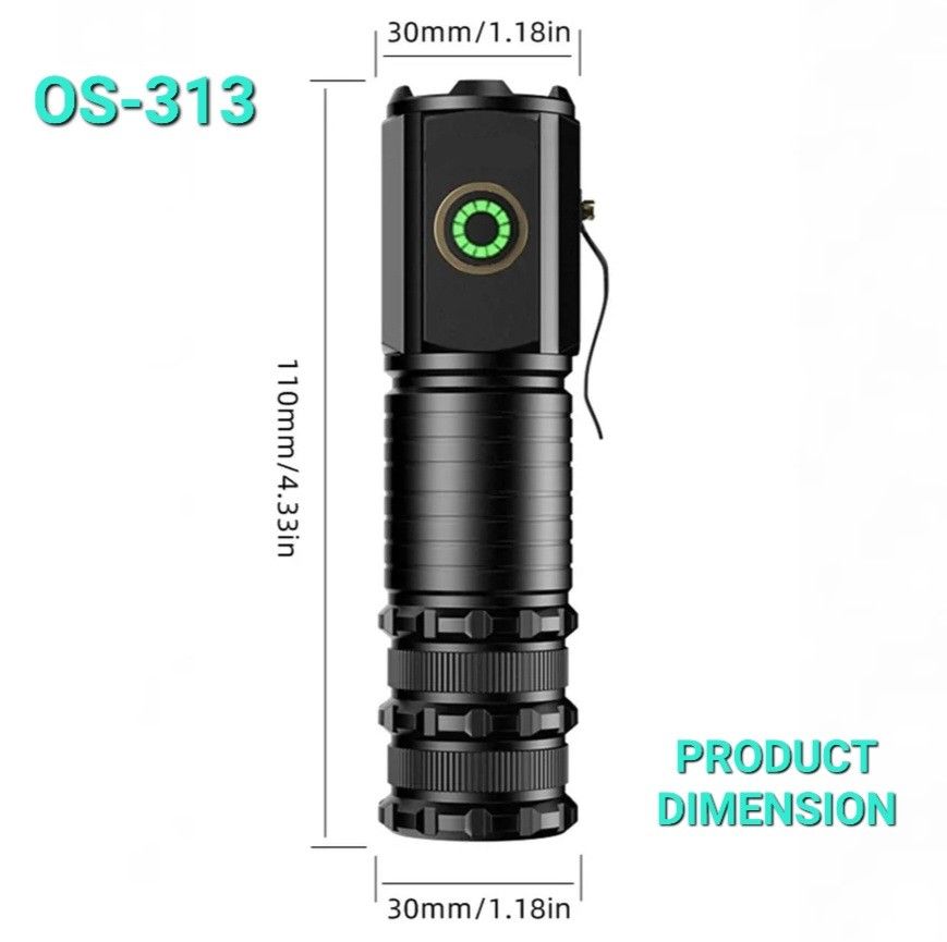[Promo] OS-313 High Power LED Flashlight USB Type-C Charging with ...