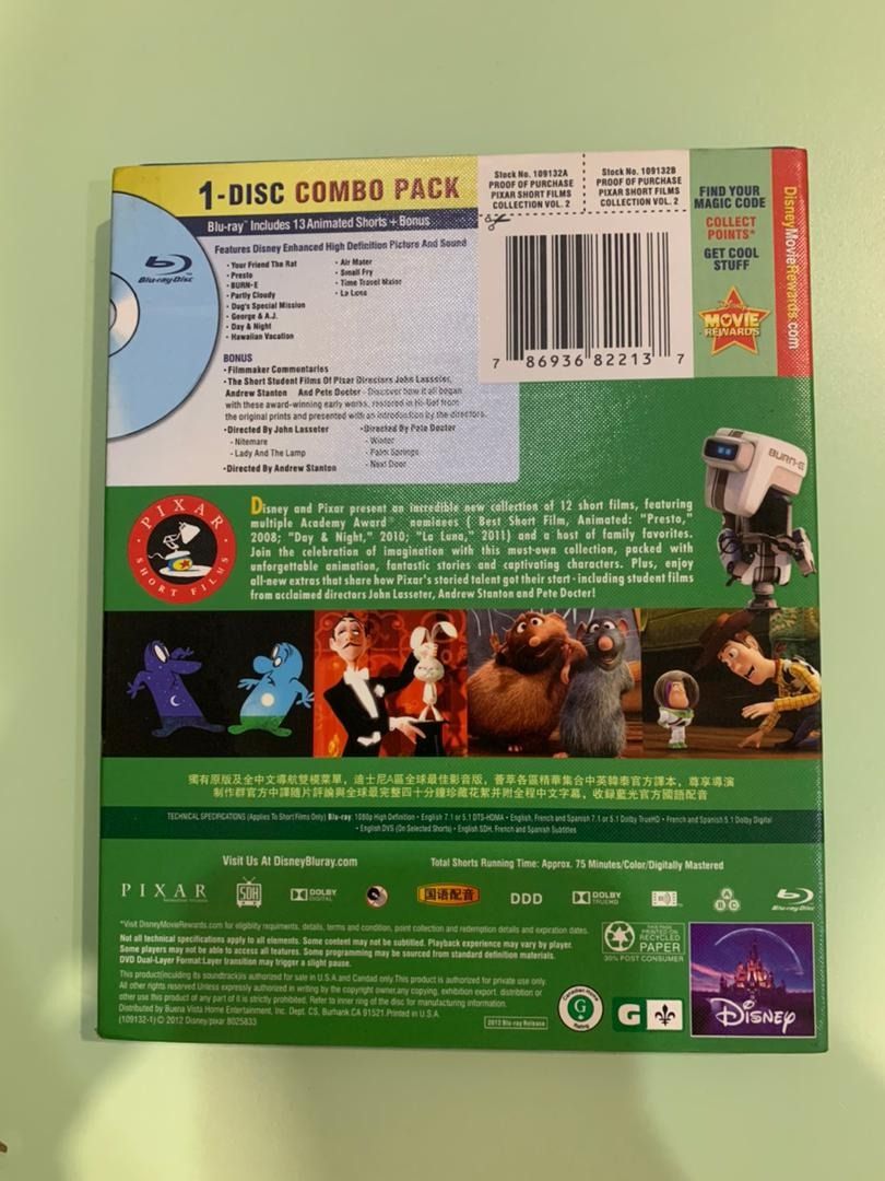 Pixar Short Films Collection : Volume 2 - Bluray CD, Hobbies & Toys ...