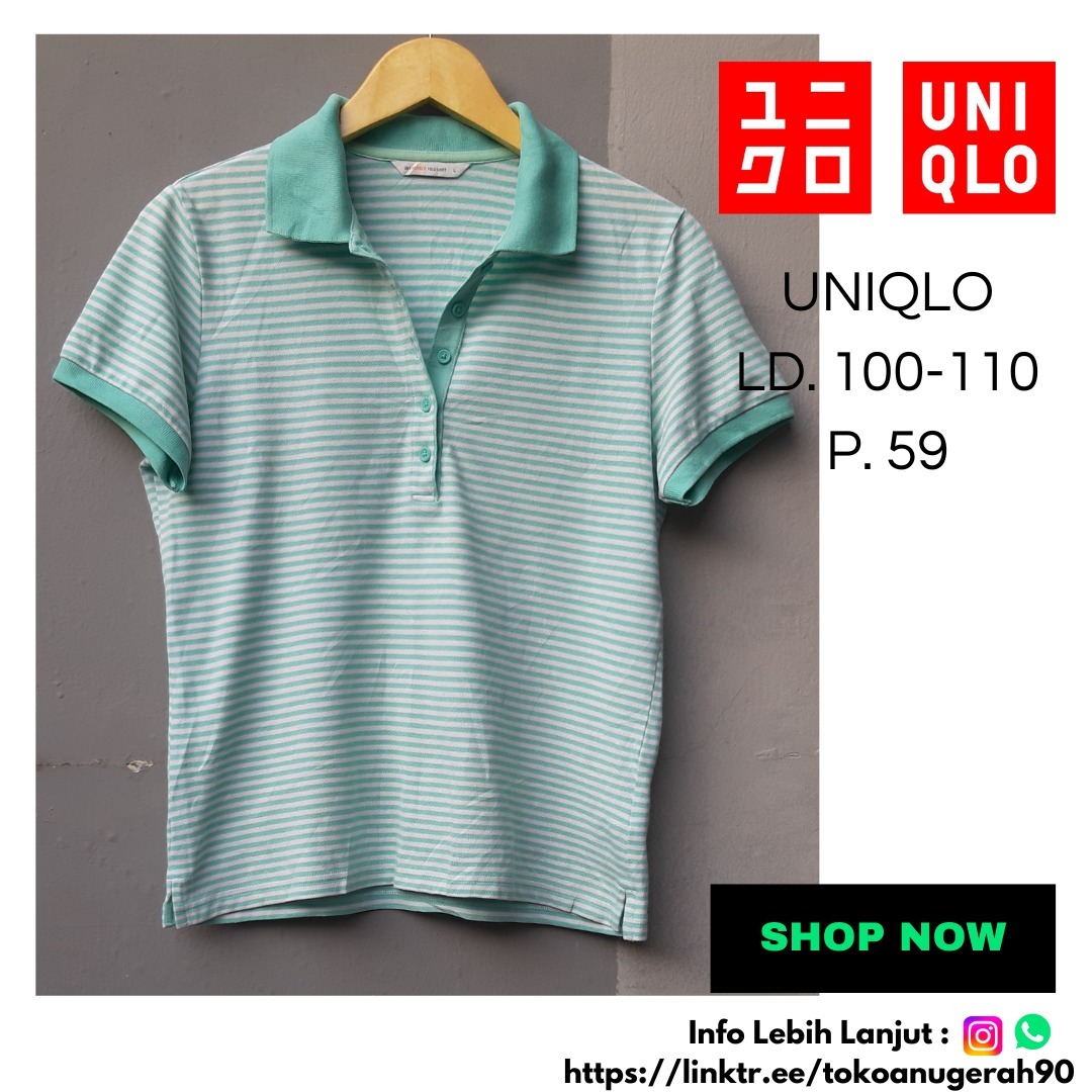 POLO SHIRT UNIQLO CEWEK KAOS KERAH ORIGINAL STRIPES SALUR, Fesyen Wanita, Pakaian Wanita, Atasan ...