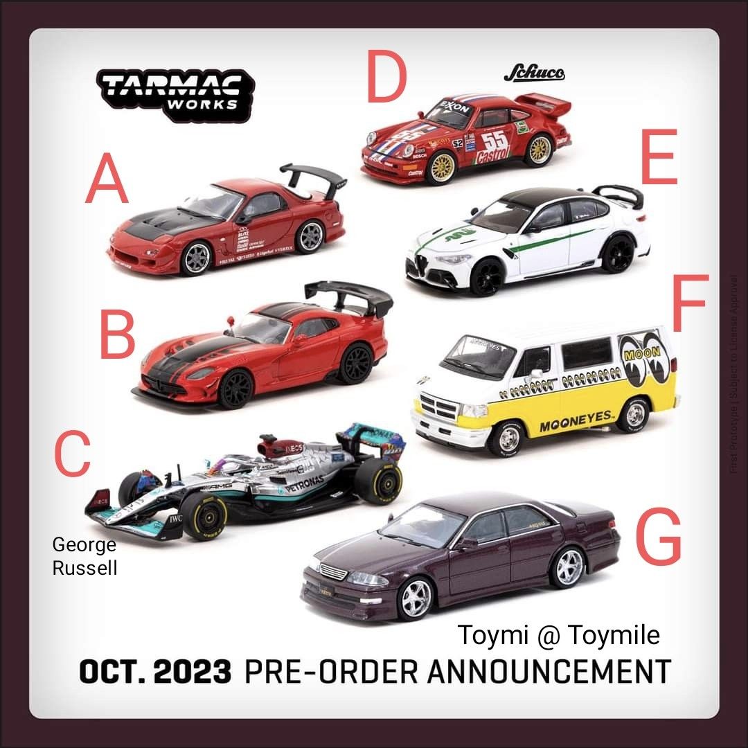 Preorders 1/64 Tarmac Porsche RSR Dodge Viper ACR Toyota Mark II Vertex ...