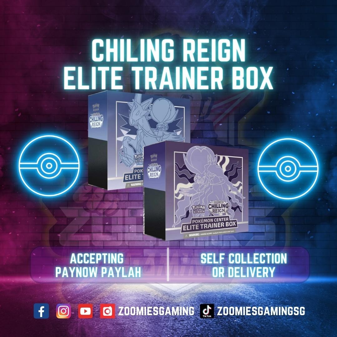[Ready stock]Pokemon TCG Chiling Reign Elite Trainer Box, Hobbies ...
