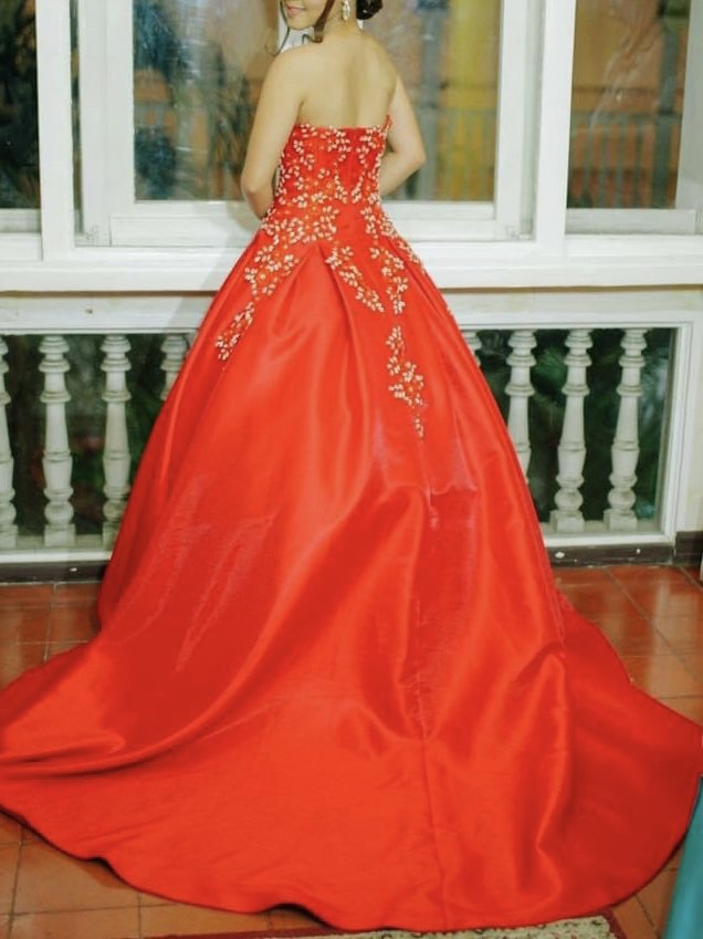 Red debut gown, Women's Fashion, Dresses & Sets, Evening dresses ...