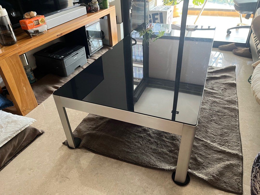 Reflective black glass coffee table, Furniture & Home Living, Furniture ...