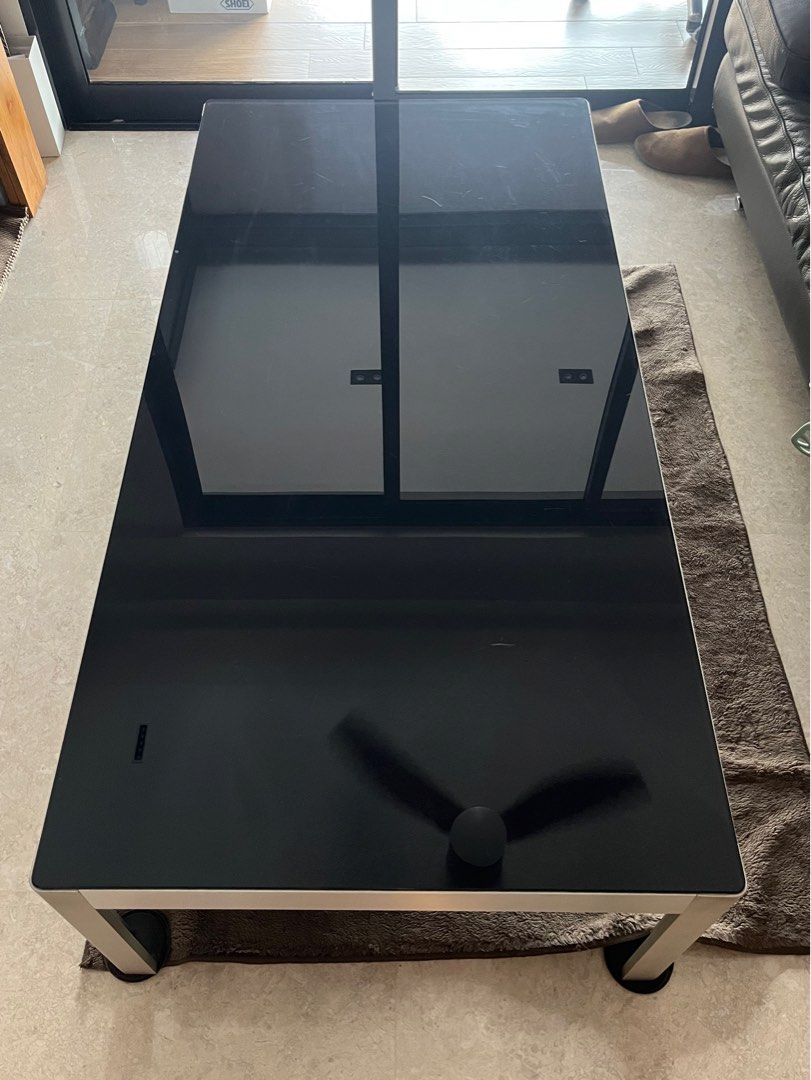 Reflective black glass coffee table, Furniture & Home Living, Furniture ...