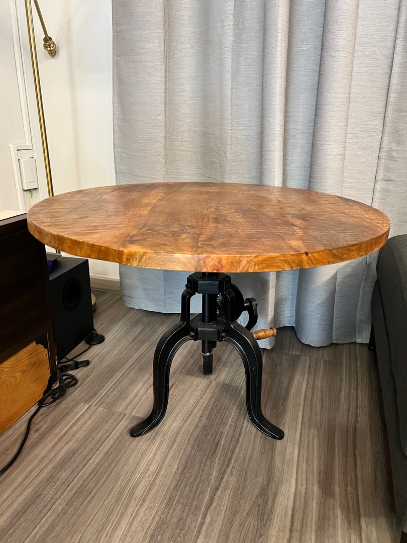Round table with adjustable height, Furniture & Home Living, Furniture ...