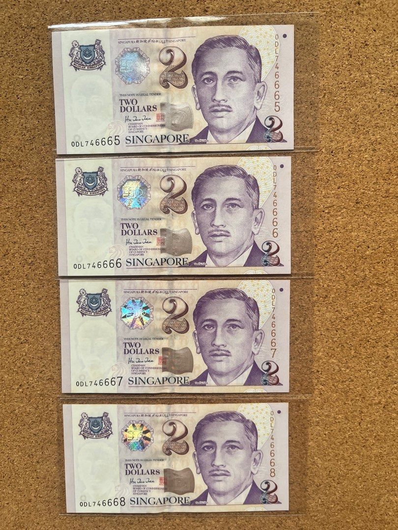 Singapore Portrait Series $2 (HTT Signature) Note (Running Numbers ...