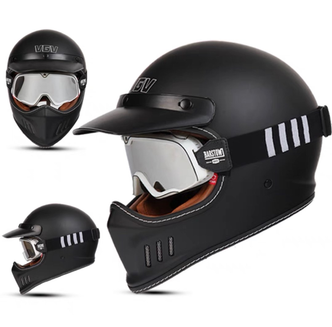 Black Non Shine with Inner Lens Visor Mask Vent Jet Chopper Full Face ...