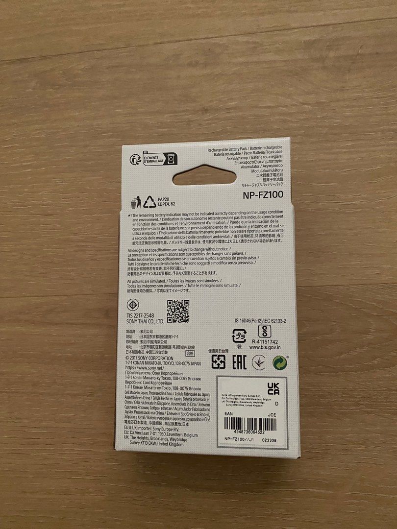 Sony Camera Battery (NP-FZ100), Photography, Photography Accessories ...