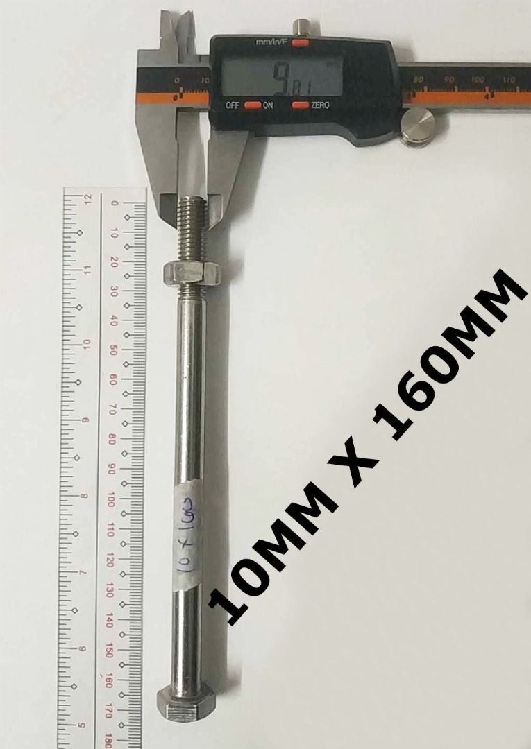 SS BOLT 10MM X 160MM WITH 1 PIECE NUT STAINLESS STEEL ...
