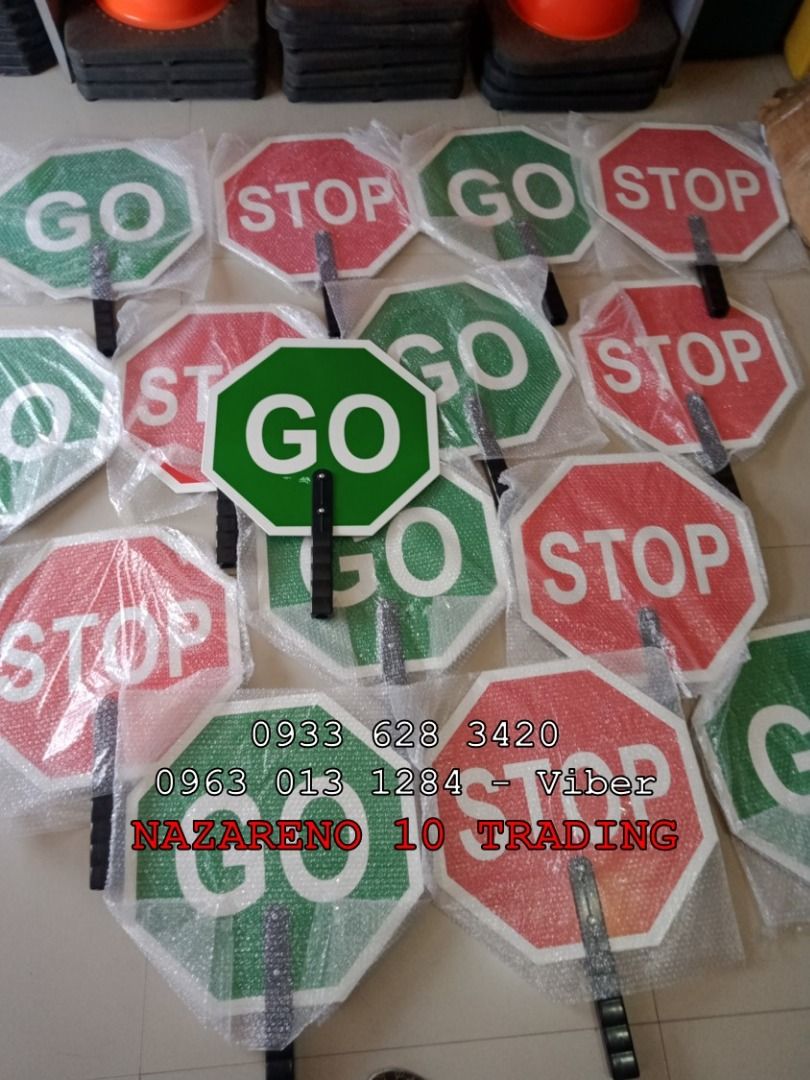 Stop and Go Paddle Sign Hand Sign Stop Signs Traffic REVERSIBLE ...