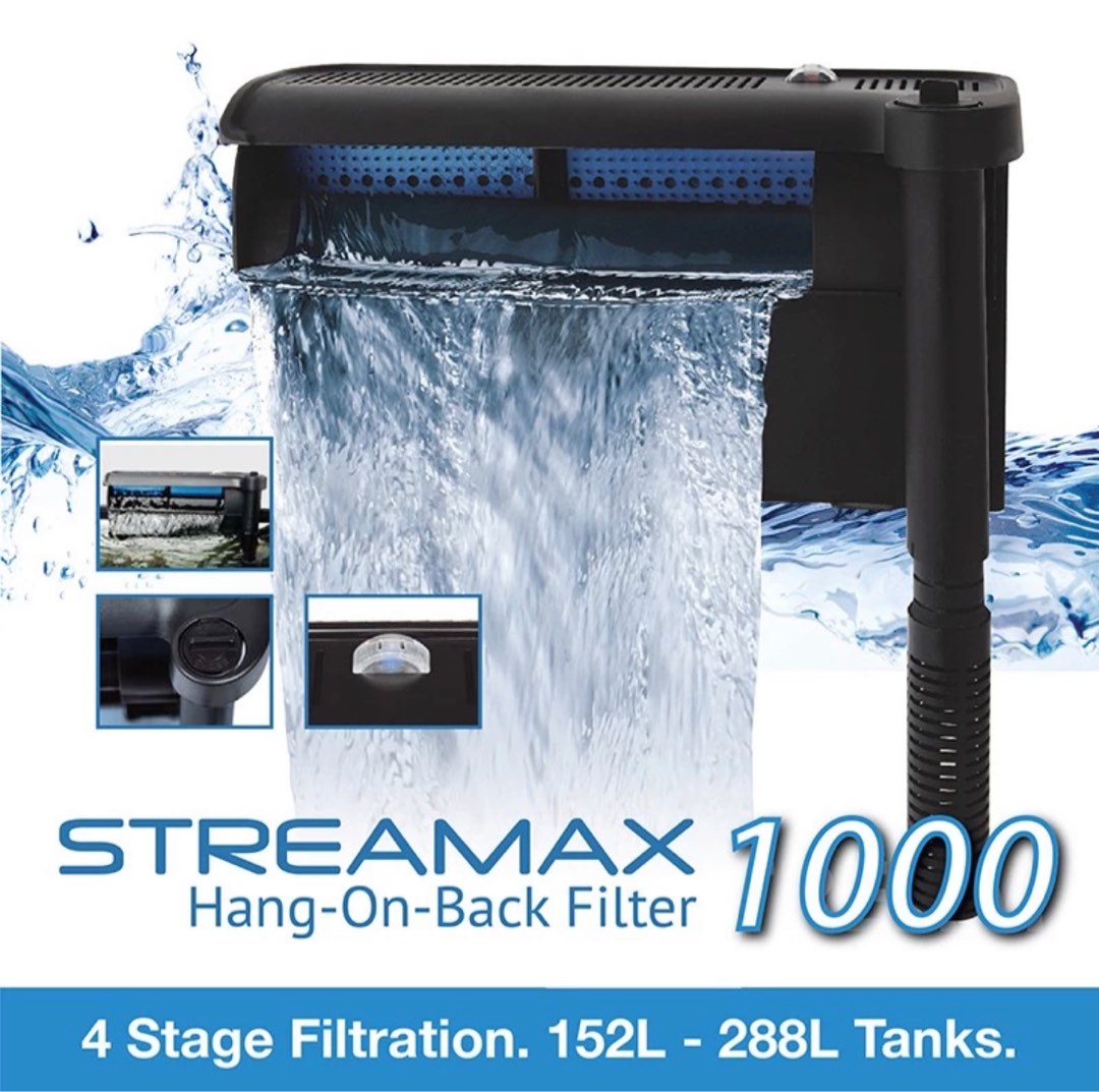 STREAMAX SMX 1000 hang-on-back aquarium filter pump, Pet Supplies, Homes & Other Pet Accessories ...