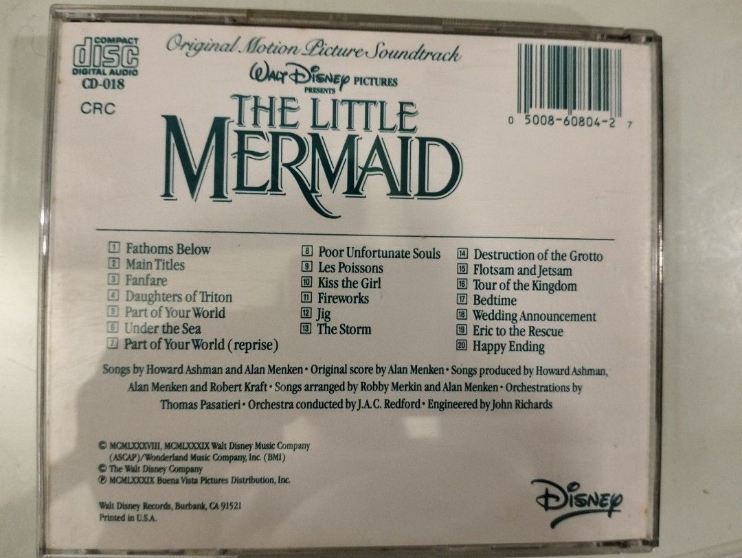 The Little Mermaid Soundtrack, Hobbies & Toys, Music & Media, CDs & DVDs on Carousell