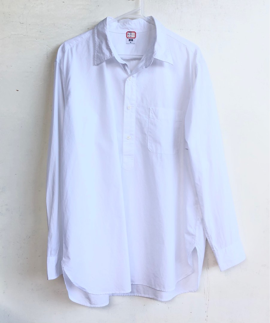 Uniqlo quarter button polo button down shirt, Women's Fashion, Tops ...