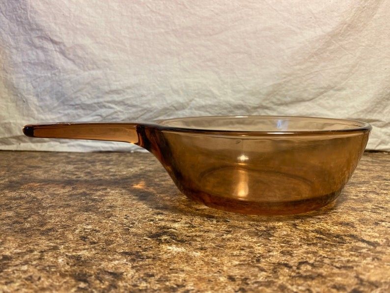 Vintage 1990s Vision Corning Ware Amber Glass .5 L Sauce Pan Pot No Lid ...
