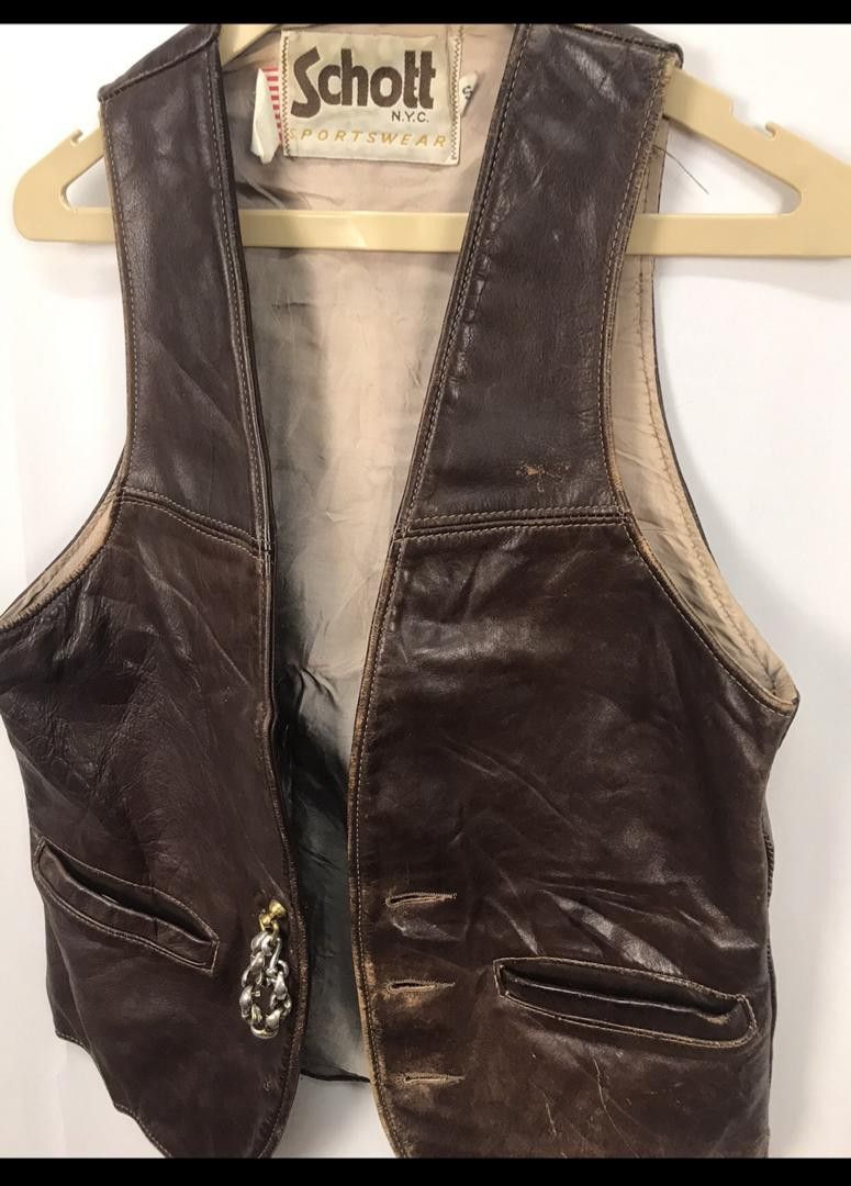 Vintage schott leather vest, Men's Fashion, Coats, Jackets and ...