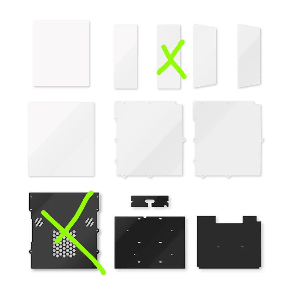 Voron v0.1 acrylic panels enclosure clear gloss black partial set ...