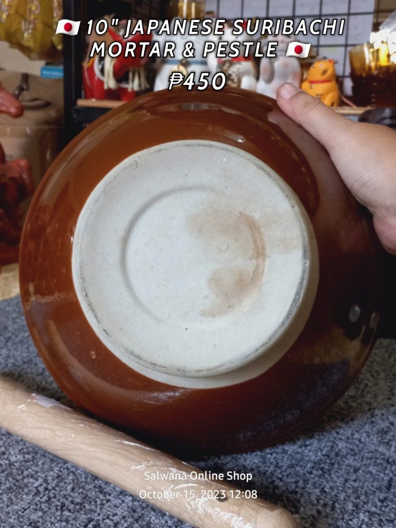 10" JAPANESE SURIBACHI MORTAR AND PESTLE, Furniture & Home Living ...