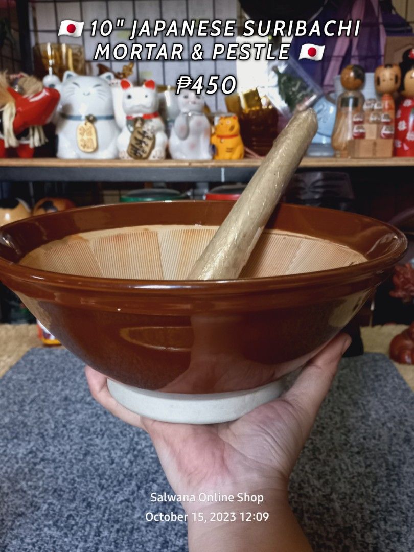 10" JAPANESE SURIBACHI MORTAR AND PESTLE, Furniture & Home Living, Kitchenware & Tableware ...