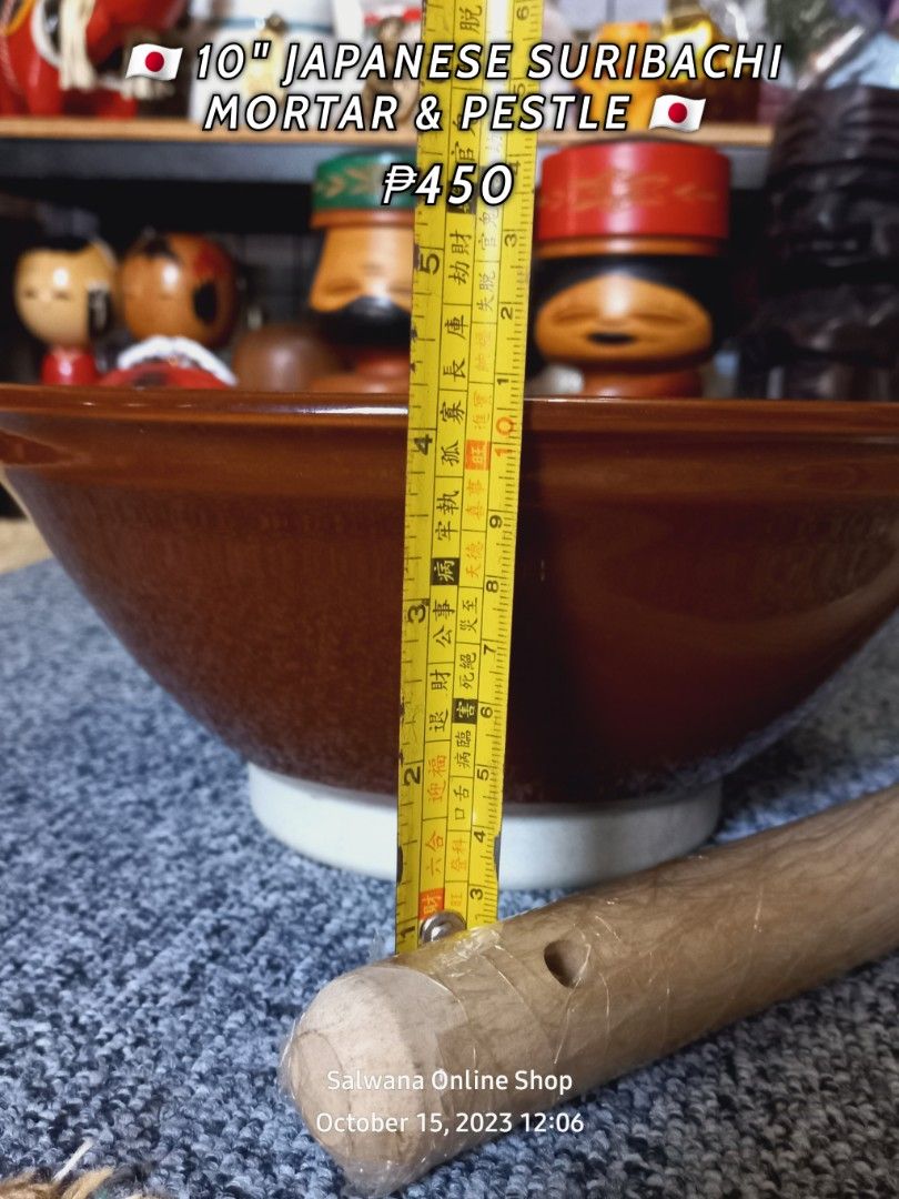 10" JAPANESE SURIBACHI MORTAR AND PESTLE, Furniture & Home Living ...