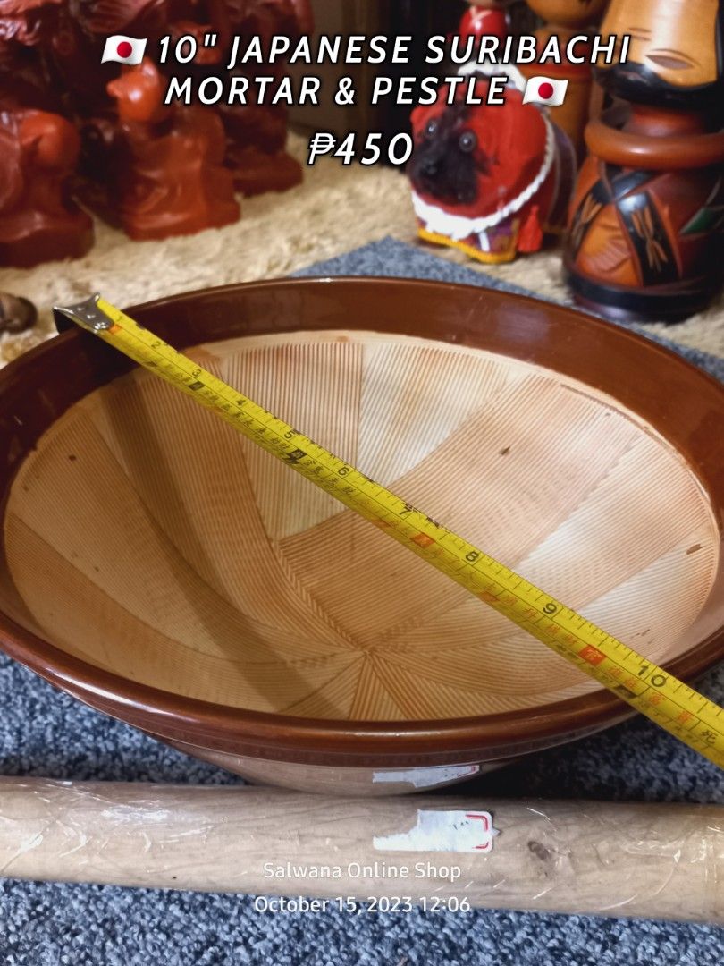 10" JAPANESE SURIBACHI MORTAR AND PESTLE, Furniture & Home Living, Kitchenware & Tableware ...