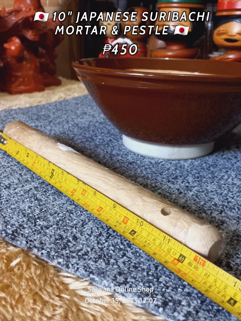 10" JAPANESE SURIBACHI MORTAR AND PESTLE, Furniture & Home Living ...