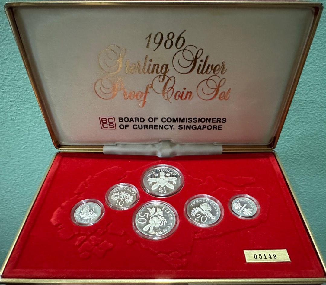 1986 Singapore Sterling Silver Proof Set, Hobbies & Toys, Memorabilia ...