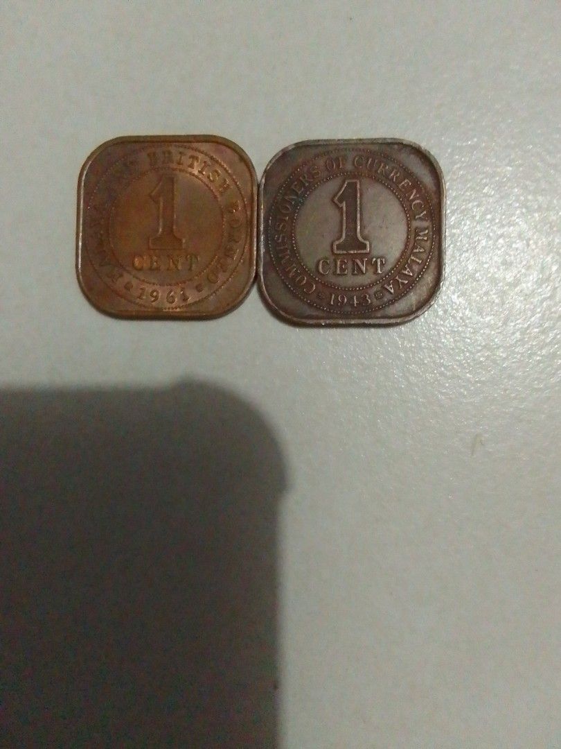 1 cent square coin $ 12 for the 1961 and $ 16 for the 1943, Hobbies ...