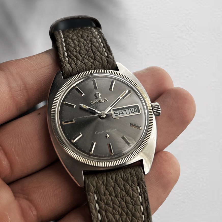 RARE Omega Constellation Grey "Ghost" Dial 18k White Gold Fluted Bezel ...