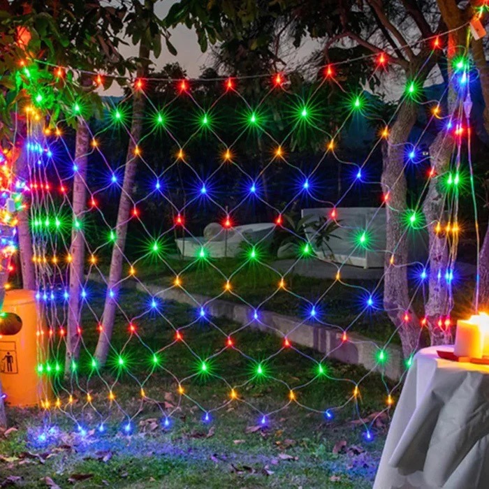 STARZ 3 Meter x 3 Meter Fairy Curtain Net Mesh Light , Multi Color , 8 ...