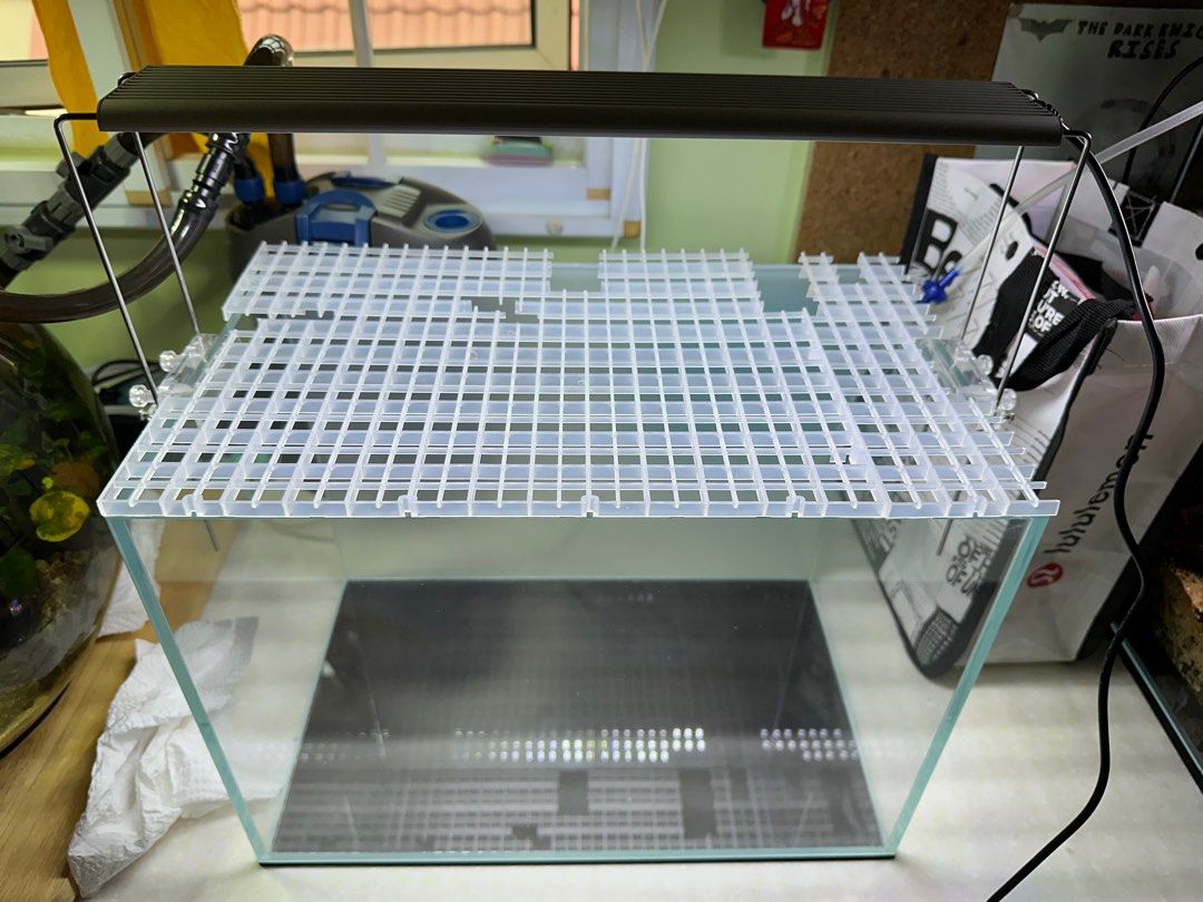 ANS 36cm Crystal glass fish tank with frosted Oyama background ...