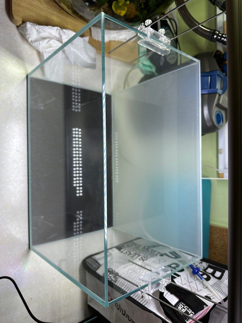 ANS 36cm Crystal glass fish tank with frosted Oyama background ...