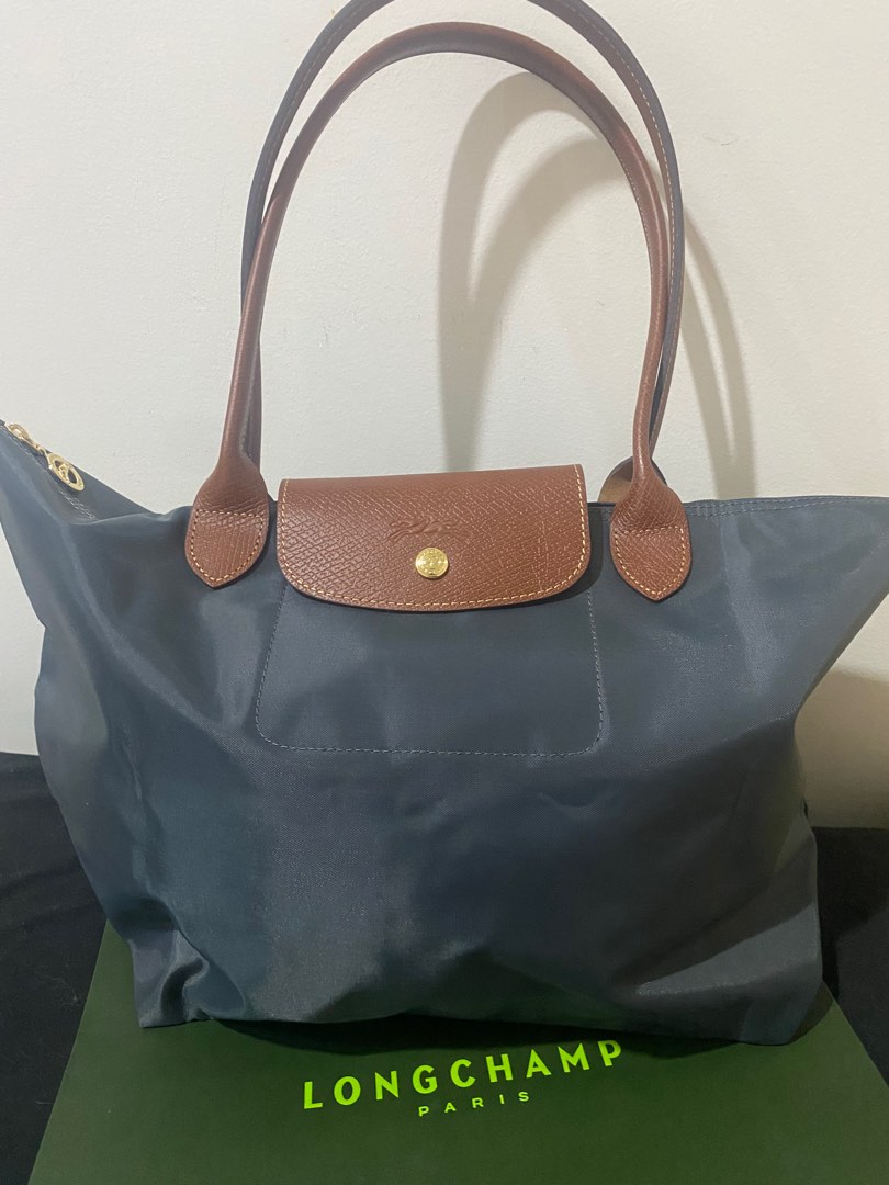 AUTHENTIC Longchamp Le Pliage Large Long Handle Graphite, Luxury, Bags ...