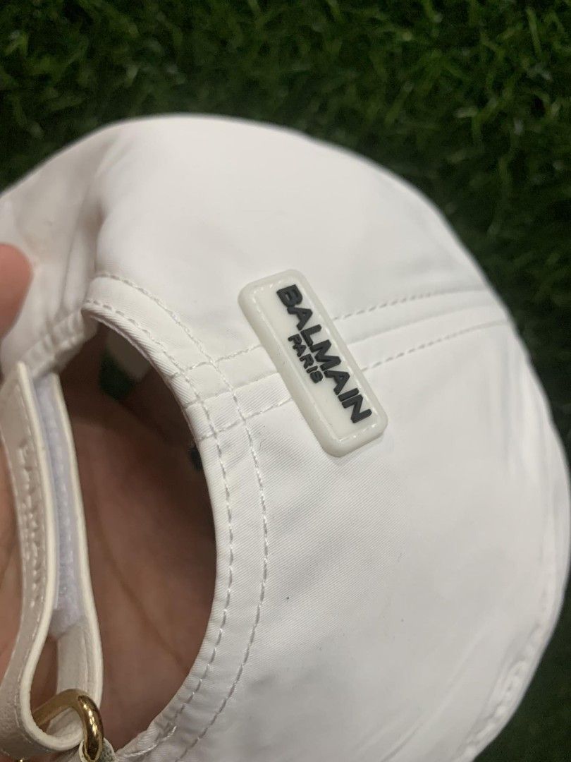 Balmain Paris Velcro Srap Cap White, Men's Fashion, Watches ...