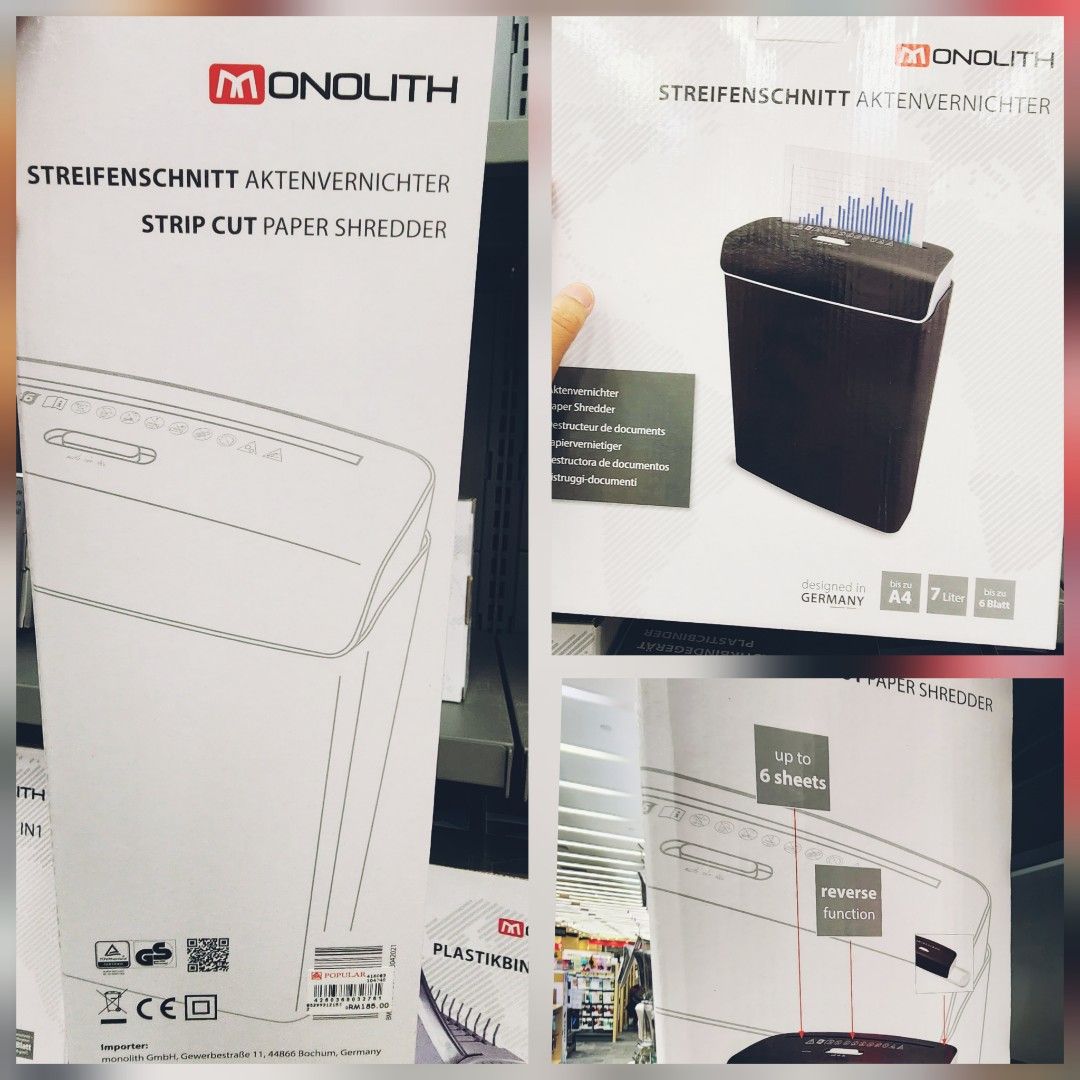 BNIB Monolith MA 501-17B Paper Shredder (Strip Cut), Computers & Tech ...